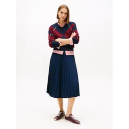 Tommy Hilfiger Damen Plisseerock "FLUID PLEATED PULL ON MIDI SKIRT"schwarz night navy, Gr. 44, unifarben, Web, Obermaterial: 100% Polyester, R&ouml;cke