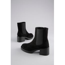 ANISTON SHOES Damen Chelseaboots, Gr. 36, schwarz, Velourslederimitat, Schuhe, Stiefelette mit Rei&szlig;verschluss und Stretcheinsatz
