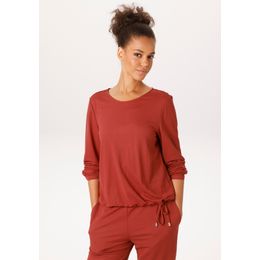 Aniston CASUAL Damen Langarmshirtdunkelrot, Gr. 40, unifarben, Piqu&eacute;, Obermaterial: 53% Viskose, 47% Polyamid, Shirts, in weicher Pique-Qualit&auml;t