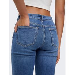 Only Damen Slim-fit-Jeans "ONLSUI MID SLIM RHINESTONE DNM TAI", blau, Gr. M, unifarben, Denim/Jeans, Obermaterial: 92% Baumwolle, 6%