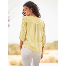 Heine Damen Schlupfblusesonnengelb, ecru, gestreift, Gr. 36, bedruckt, gemustert, mehrfarbig, 100% Viskose, Blusen