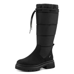 Marco Tozzi Damen Winterstiefel, Gr. 37schwarz, Lederimitat, Textil, unifarben, Basic, Schuhe, Schneestiefel, Outdoorstiefel, mit Ziersteppungen am