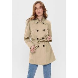 Only Damen Trenchcoat "ONLVALERIE TRENCHCOAT OTW NOOS", beige, Gr. M, unifarben, Web, Obermaterial: 100% Polyester, M&auml;ntel