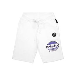 Philipp Plein Herren Shorts "Racing"01, wei&szlig;, Gr. 10, Obermaterial: 95% Baumwolle, 5% Elasthan, Hosen