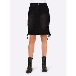 Heine Damen Jeansrock, schwarz, Gr. 34, unifarben, 99% Baumwolle, 1% Elasthan, R&ouml;cke