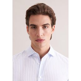 Businesshemd Seidensticker "Schwarze Rose", Herren, Gr. S (38), normale &Auml;rmell&auml;ngen, blau, 100% Baumwolle, gestreift, skinny fit, 2-Knopf-Manschette, Hemden, X-Slim 1/1 Kentkragen Gestreift