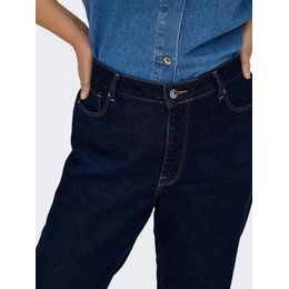 Only CARMAKOMA Damen Straight-Jeans "CAREMILY ST HW STR ANK DNM TAI0045 NOOS", blau, Gr. 46, unifarben, Denim/Jeans, Obermaterial: 99% Baumwolle, 1%