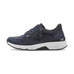 Damen Plateausneaker, Gabor Rollingsoft, Gr. 44, blau, Glattleder, Lackleder, Nubukleder, Schuhe, Schn&uuml;rschuh, Halbschuh mit der typischen