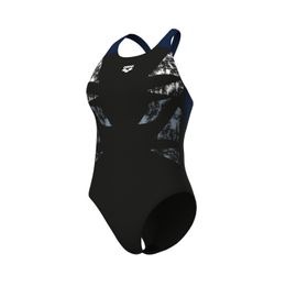 arena Damen Badeanzug "WOMEN'S arena GRAPHIC SWIMSUIT V BACK L", schwarz, Gr. 40, Obermaterial: 80% Polyamid, 20% Elasthan, Badeanz&uuml;ge, sportlicher