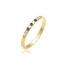 Elli DIAMONDS Damen Verlobungsring "Bandring Wei&szlig; Schwarz Diamant (0.075 ct) 375 Gold", 54mm, 15 P1 = bei 10-facher Vergr&ouml;&szlig;erung erkennbare