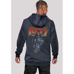 F4NT4STIC Herren Kapuzenpullover "Kiss Rock Music Band Neon Band", blau, Gr. S, Obermaterial: 65% Baumwolle, 35% Polyester, Pullover, Premium