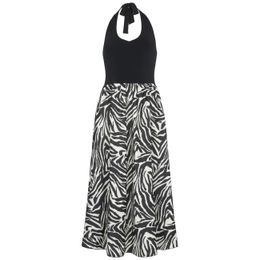 CLOUD 5IVE Damen Shirtkleid "CLOUD 5IVE Maxi Neckholder-Dress with zebra print"schwarz, wei&szlig;, Gr. XXL, 95% Polyester, 5% Elasthan, Kleider