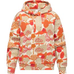 Ragwear Damen Kapuzenpullover "Pirita Print"ecru, Gr. S, Material: 70% Baumwolle, 30% Polyester, Pullover, Hoodie mit verstellbarer Kapuze