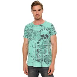 Rusty Neal Damen T-Shirt "Rusty Neal", gr&uuml;n, Gr. S, bedruckt, 100% Baumwolle, Shirts, mit Allover-Print