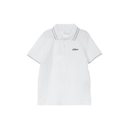 s.Oliver JUNIOR Jungen Poloshirtwei&szlig;, Gr. 104, bestickt, Jersey, Obermaterial: 100% Baumwolle, Shirts, mit Logo-Stickerei, f&uuml;r Boys