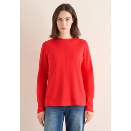 Cecil Damen Langarmshirt, rot, Gr. S, unifarben, Web, 50% Baumwolle, 50% Modal, Shirts, in Unifarbe