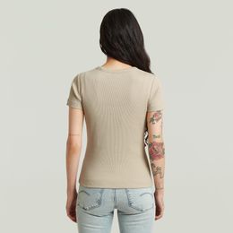 G-Star Raw G-STAR Damen T-Shirt "Slim Rib Wmn", beige, Gr. XS, unifarben, Single Jersey, Obermaterial: 98% Baumwolle, 2% Elasthan, Shirts, in Rundhalsform