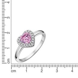 Firetti Damen Fingerring "Schmuck Geschenk Silber 925 Damenring Ring Herz", 56, Silber 925 (Sterlingsilber), 2mm, pink, Silber 925 (Sterlingsilber),