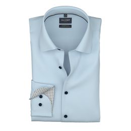 OLYMP Herren Langarmhemd "Luxor 24/Seven"bleu, Gr. 43, Web, Obermaterial: 64% Baumwolle, 27% Polyester, 9% Elasthan, Hemden, Businesshemd, modern