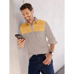 Catamaran Herren Poloshirt "Langarm-Poloshirt", grau, Gr. 52, gemustert, gestreift, mehrfarbig, 100% Baumwolle, Shirts