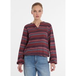 Ragwear Damen Langarmshirt "SANTICA PRINT"wine rot, Gr. XXL, gemustert, Jersey, Obermaterial: 50% Baumwolle, 50% Modal, Shirts, weite &Auml;rmel, Allover