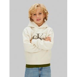 Jungen Kapuzensweatshirt, beige, Gr. 16, Calvin Klein Jeans, unifarben, Sweatware, Obermaterial: 80% Baumwolle, 16% Polyester, 4% Elasthan,