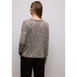 Street One Damen Langarmshirtlight terra mocha, Gr. 34, Jersey, Obermaterial: 64% Polyester, 33% Viskose, 3% Elasthan, Shirts, im Leo-Jaquard-Look
