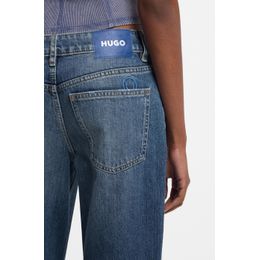 Hugo Damen Loose-fit-Jeans "Gamala", blau, Gr. 26, unifarben, Denim/Jeans, Obermaterial: 100% Baumwolle, Jeans, mit ausgefranstem Saum, Baggy-Fit