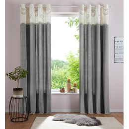 Gardine OTTO HOME, B:140cm H:245cm, grau, Baumwolle (Bio-Baumwolle), Wohnzimmer, Gardinen, "Louis", halbtransparent, aus Bio-Baumwolle, einseitig