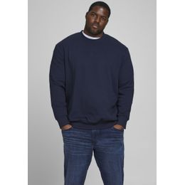 Jack & Jones PlusSize Herren Sweatshirt "BASIC SWEAT CREW NECK", blau, Gr. 5XL, JACK & JONES PLUSSIZE, unifarben, angeraute Sweatware, Obermaterial: 85% Baumwolle, 15%