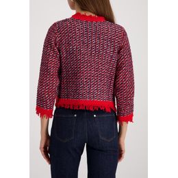 monari Damen Strickjackemarine rot gemustert, Gr. 42, gemustert, mehrfarbig, Strick, Obermaterial: 62% Baumwolle, 23% Polyacryl, 15% Polyamid,