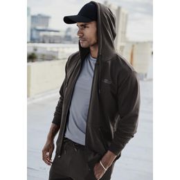 Le Jogger Herren Kapuzensweatjacke, schwarz, Gr. M, bedruckt, unifarben, Obermaterial: 50% Polyester, 45% Baumwolle, 5% Elasthan, Sweatjacken, mit