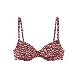 Lascana Damen B&uuml;gel-Bikini-Top "Holly", rot, Gr. 38, bedruckt, Recycling-Polyamid, Bikini-Oberteile, mit Animalprint