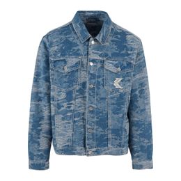 Karl Kani Herren Jeansjacke "Karl Kani OG K Distress Camo OS Denim Jacket"medium blau, Gr. XS, unifarben, 60% Baumwolle, 28% Polyester, 12% Viskose,