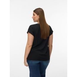 Vero Moda CURVE Damen Shirttop "VMCBELLA SL LACE TOP WVN NOOS CUR"schwarz, Gr. 50, unifarben, Web, Obermaterial: 97% Viskose, 3% Elasthan, Tops,