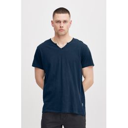 Blend Herren T-Shirt "BHAshton split neck tee", blau, Gr. S, unifarben, Single Jersey, Obermaterial: 100% Baumwolle, Shirts, mit Deko-Knopfdetail am