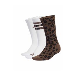 adidas Performance Athletic Socks 'Leo Graphic Socks 3 Pair' female size 34/36 Dark brown / Black / White