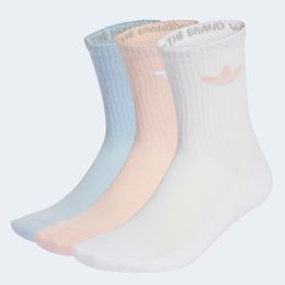 Sportsocken adidas originals "TREFOIL CUSHION CREW SOCKEN, 3 PAAR", Herren, Gr. L, wei&szlig;, crystal sky, sandy pink, Obermaterial: 65% Baumwolle, 31% Polyester, 3% Elasthan, 1% Polyamid, Socken Sportsocken, f&uuml;r Erwachsene, 3er-Pack, mit Logodruck, wadenlang