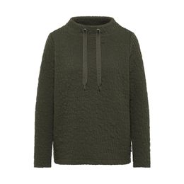 Cecil Damen Langarmshirtraw khaki, Gr. M, gemustert, Web, 78% Baumwolle, 20% Polyester, 2% Elasthan, Shirts, mit Tunnelzugband am Kragen
