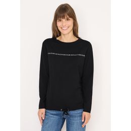 Cecil Damen Langarmshirt, schwarz, Gr. XS, unifarben, Web, 48% Baumwolle, 48% Modal, 4% Elasthan, Shirts, im soften Baumwoll-Mix