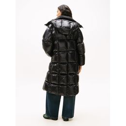 Tommy Jeans Damen Steppmantel "TJW ALASKA GRID SHNY OVS DWN PFR", schwarz, Gr. L, leicht gl&auml;nzend, unifarben, Web, Obermaterial: 100% Nylon, M&auml;ntel,