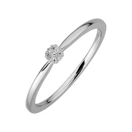 LYOMI Damen Fingerring "585/- Wei&szlig;gold 4 synth. Diam. 0,045ct.", 056 (17,8), 0,05 VS = sehr kleine Einschl&uuml;sse, Gold, silber, Gold, Fingerringe
