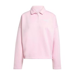 adidas Sportswear Sportsweatshirt 'ESSENTIALS LINEAR FLEECE POLO' Damen Gr&ouml;&szlig;e XL rosa / wei&szlig;