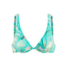 Venice Beach Damen B&uuml;gel-Bikini-Top "Sandra", bunt, Gr. 38, Rippoptik, floral, leicht gl&auml;nzend, Recycling-Polyamid, Bikini-Oberteile, in modischer,