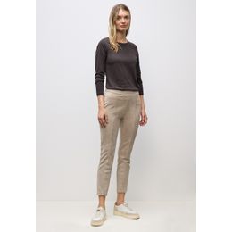 Street One Damen Stoffhoseschwarz morn beige, Gr. 44, unifarben, Stoff, 90% Polyester, 10% Elasthan, Hosen, aus Velour