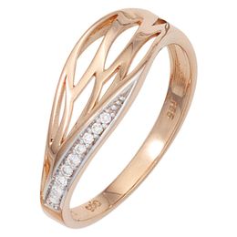 Jobo Damen Diamantring, 54, SI = kleine Einschl&uuml;sse, Diamanten Ros&eacute;gold 585, rosa, Diamanten, Ros&eacute;gold 585, Fingerringe, 585 Ros&eacute;gold mit 8 Diamanten