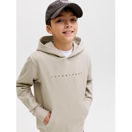 Jack & Jones Kinder Kapuzensweatshirt "JJESTAR JJ SWEAT HOOD NOOS JNR", beige, Gr. 152, JACK & JONES JUNIOR, bedruckt, angeraute Sweatware, Obermaterial: 70%