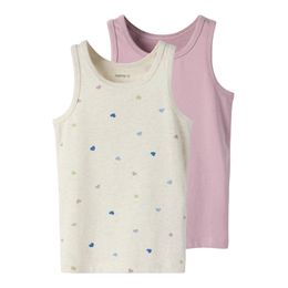 name it M&auml;dchen Unterhemd "NMFTANK TOP 2P PEYOTE HEARTS NOOS", Gr. 98peyote melange, Jersey, Obermaterial: 95% Baumwolle, 5% Elasthan, bedruckt,