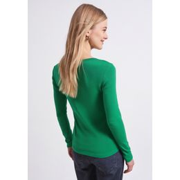 Damen Langarmshirtbold gr&uuml;n, Gr. 44, STREET ONE STUDIO, unifarben, Web, 96% Baumwolle, 4% Elasthan, Shirts, aus Baumwolle mit Stretchante