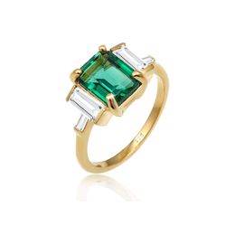 Elli Premium Damen Fingerring "Topas Gr&uuml;n 925 Sterling Silber Gold-plated", 58mm,mit Steinen, Silber 925 (Sterlingsilber), 1,5mm, gold, Silber 925